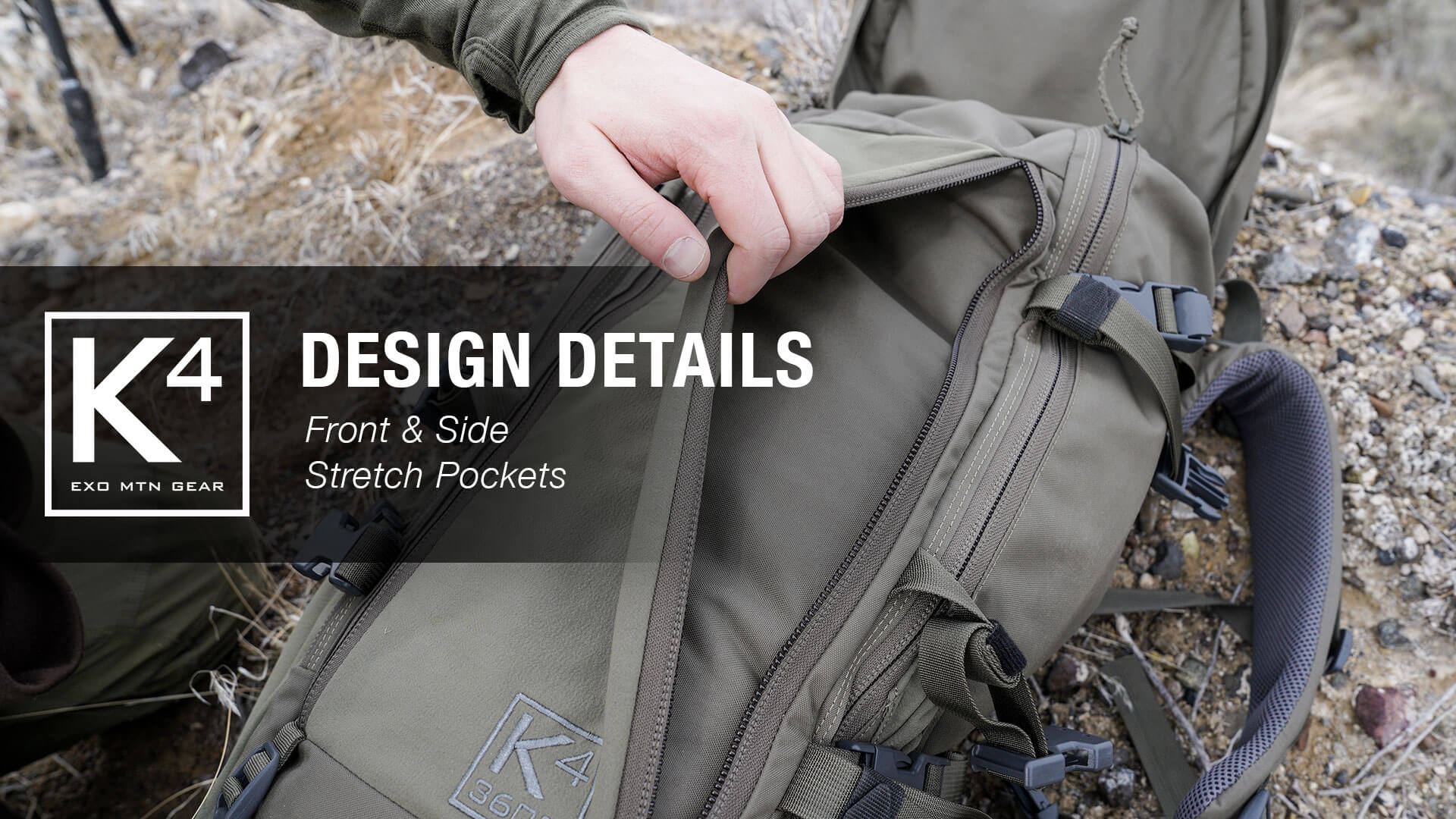 K4 Design Details — Front & Side Stretch Pockets – Exo Mtn Gear